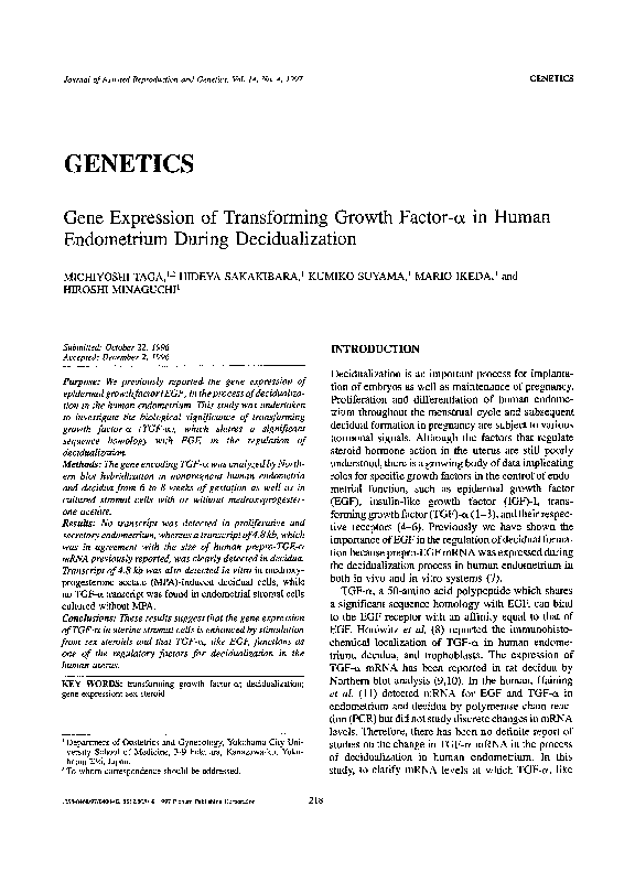 (PDF) Gene Expression of Transforming Growth Factor Beta1 in Rabbit Zone II Flexor Tendon Wound ...