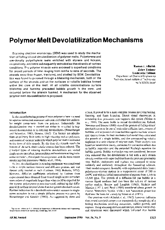 (PDF) Polymer melt devolatilization mechanisms