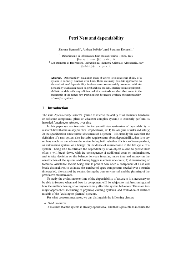 (PDF) Petri Nets and Dependability | Andrea Bobbio - Academia.edu
