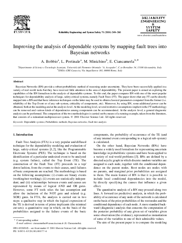 Pdf Improving The Analysis Of Dependable Systems By Mapping Fault Trees Into Bayesian Networks