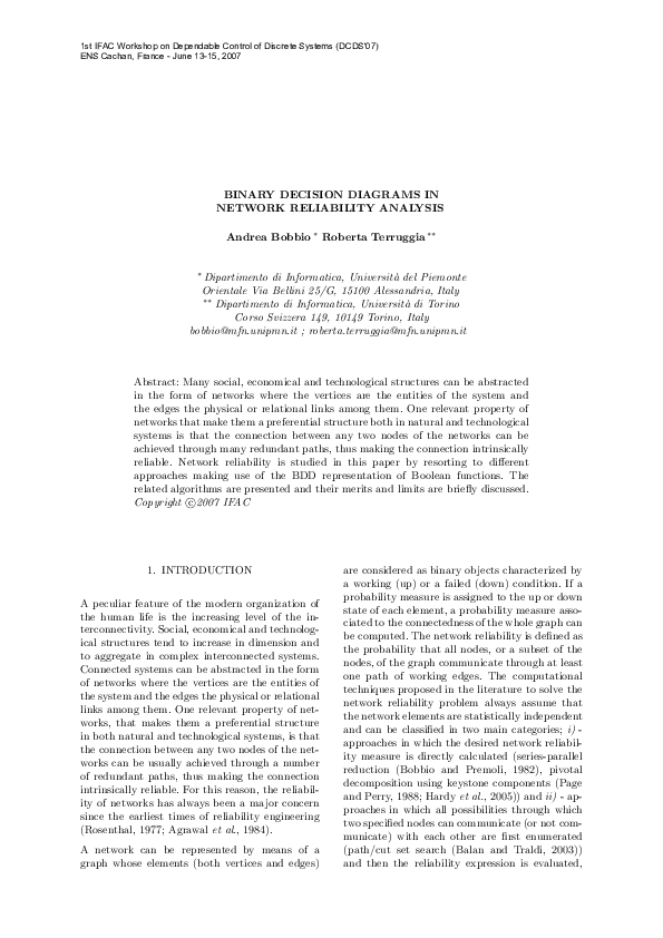 Pdf Binary Decision Diagrams In Network Reliability Analysis