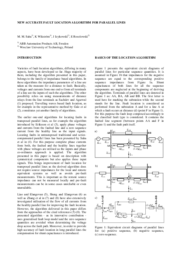(PDF) New accurate fault location algorithm for parallel lines