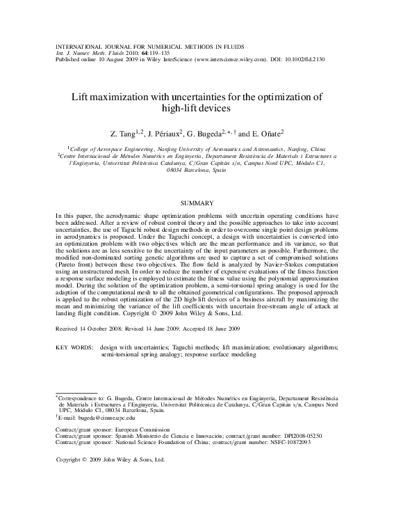 (PDF) Lift maximization with uncertainties for the optimization of high-lift devices
