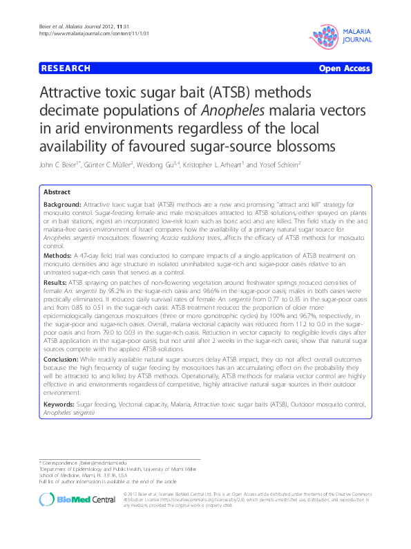 (PDF) Testing configurations of Attractive Toxic Sugar Bait (ATSB ...