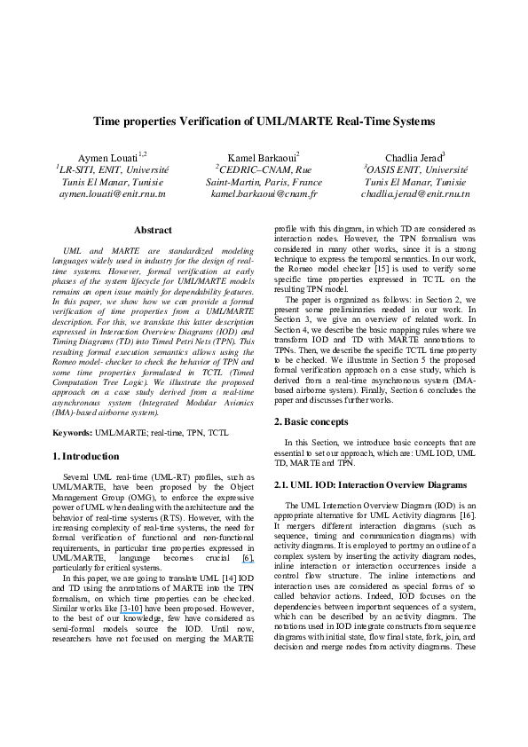 (PDF) Time properties verification of UML/MARTE real-time systems