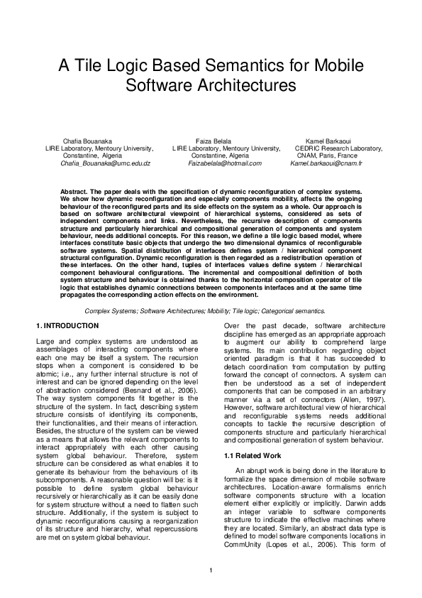 (PDF) A tile logic-based semantics for mobile software architectures