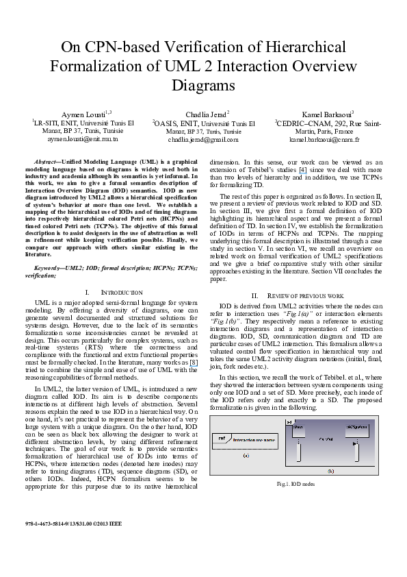 Pdf On Cpn Based Verification Of Hierarchical Formalization Of Uml 2 Interaction Overview Diagrams