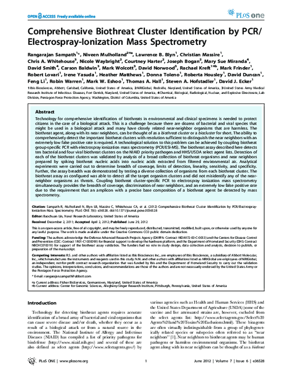 (PDF) Comprehensive Biothreat Cluster Identification by PCR ...