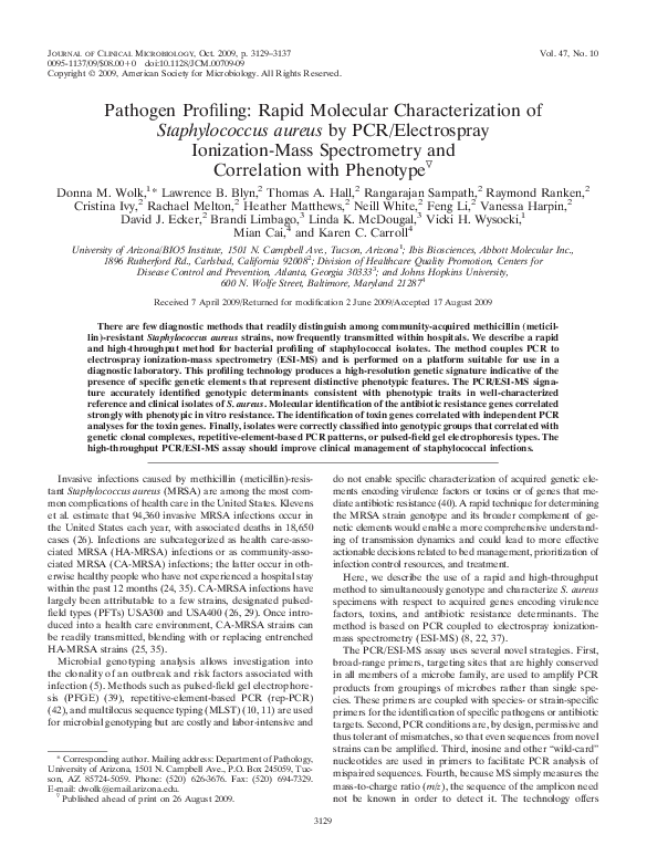(PDF) Pathogen Profiling: Rapid Molecular Characterization of ...