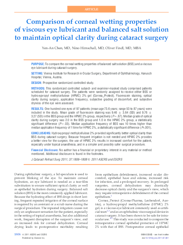 (PDF) Comparison of corneal wetting properties of viscous eye lubricant ...
