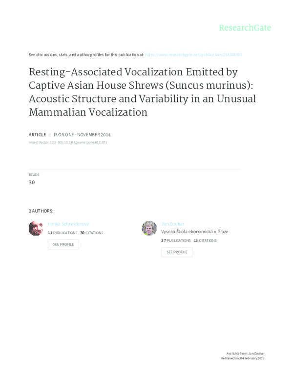 (PDF) Resting-associated vocalization emitted by captive Asian house ...