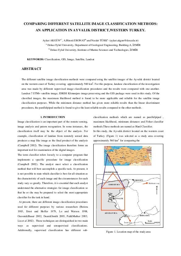(PDF) COMPARING DIFFERENT SATELLITE IMAGE CLASSIFICATION METHODS: AN ...