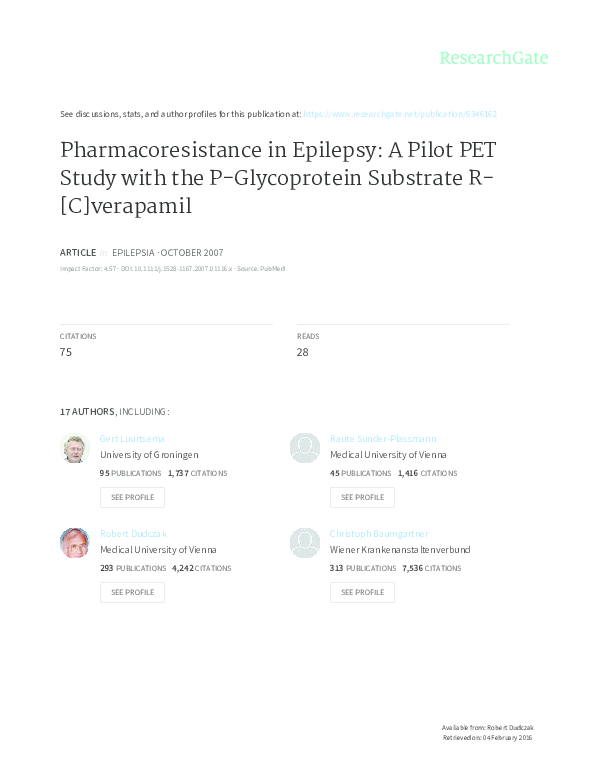 (PDF) Pharmacoresistance in Epilepsy: A Pilot PET Study with the P ...