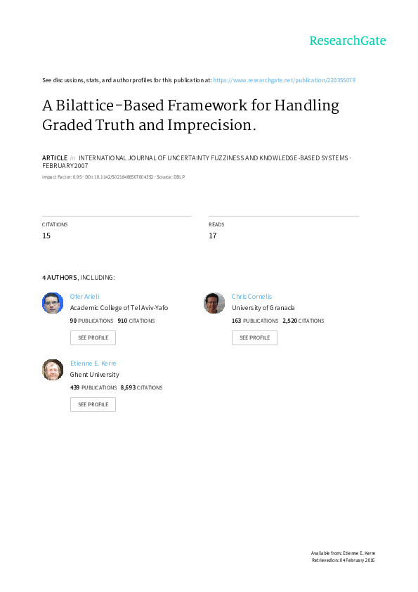 (PDF) A BILATTICE-BASED FRAMEWORK FOR HANDLING GRADED TRUTH AND IMPRECISION