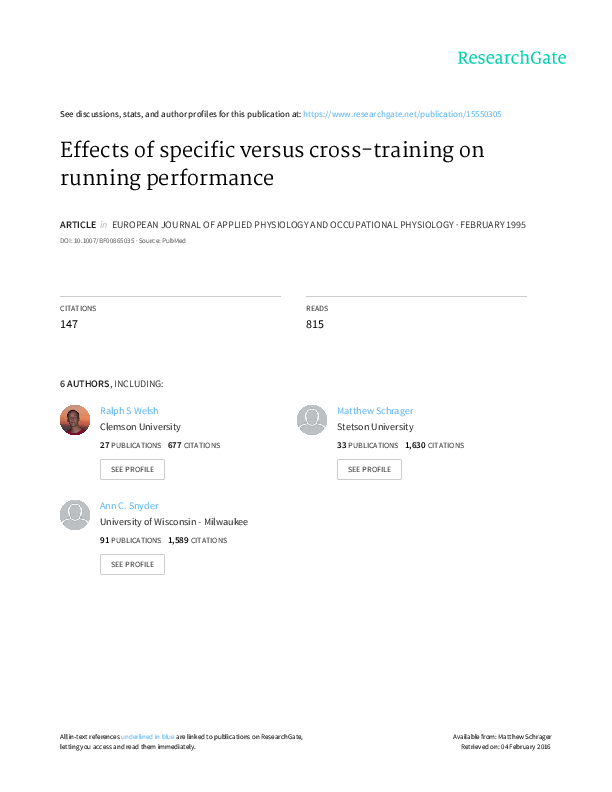 (PDF) Effects of specific versus cross-training on running performance