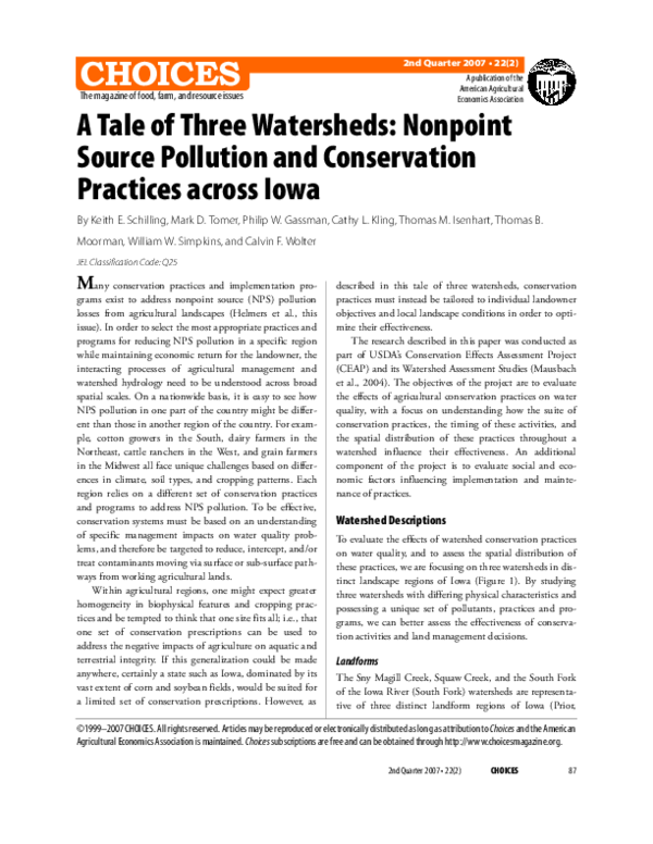 (PDF) A Tale of Three Watersheds: Nonpoint Source Pollution and ...