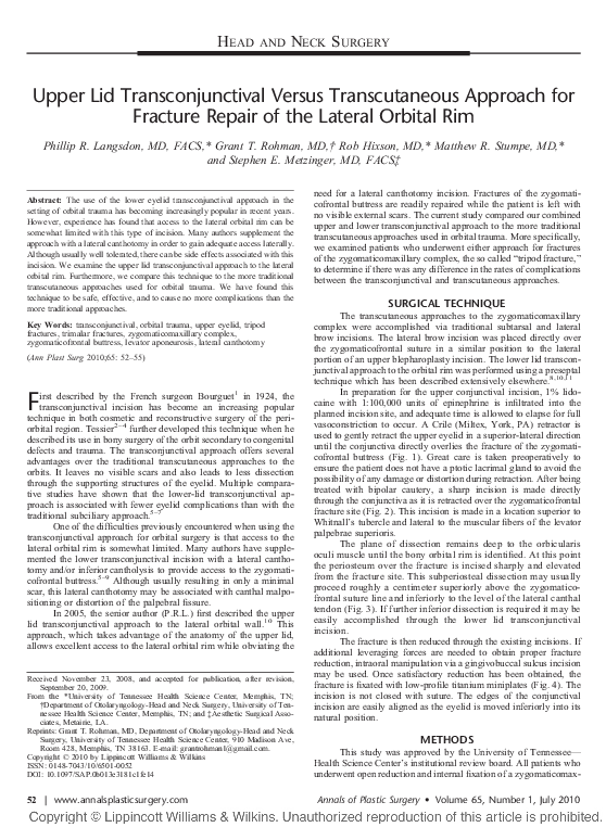 (PDF) Upper Lid Transconjunctival Versus Transcutaneous Approach for ...