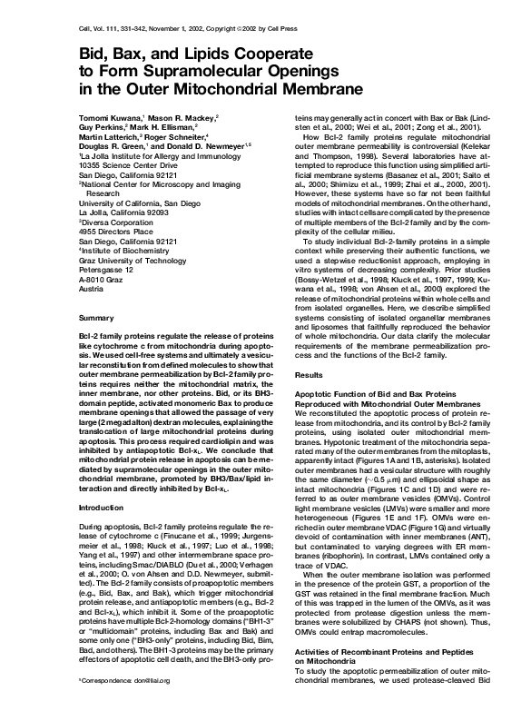 (PDF) Bid, Bax, and Lipids Cooperate to Form Supramolecular Openings in ...
