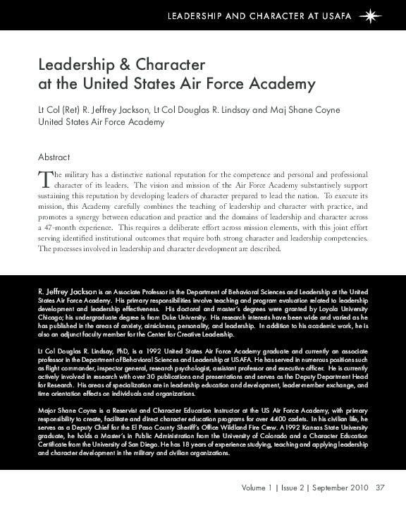 (PDF) Leadership & Character at the United States Air Force Academy
