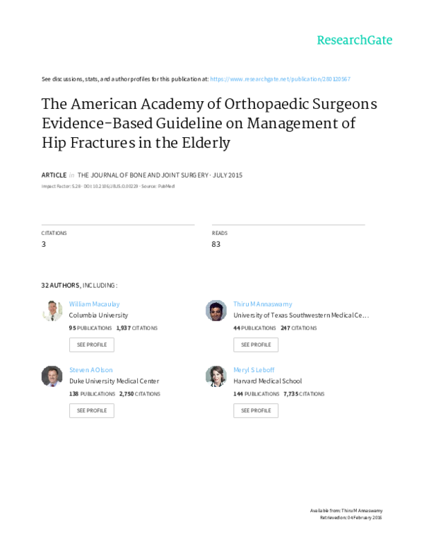 (PDF) The american academy of orthopaedic surgeons evidence-based guideline on management of ...
