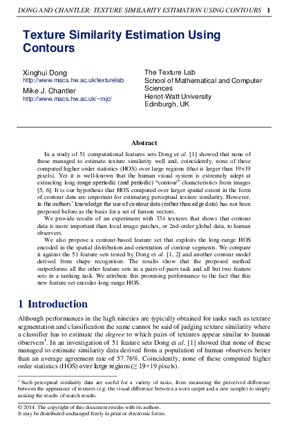 (PDF) Texture Similarity Estimation Using Contours | Mike Chantler ...