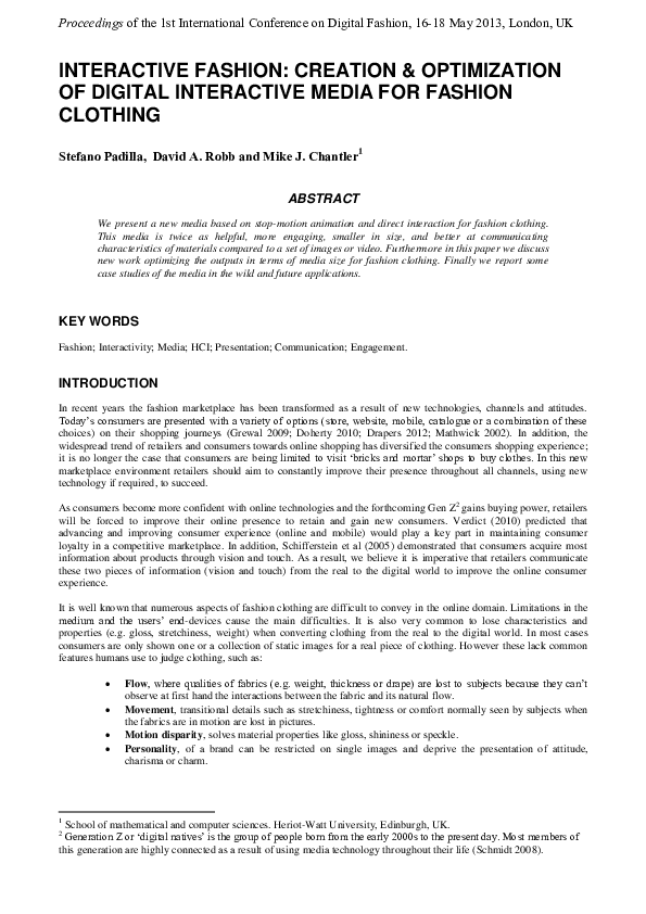 (PDF) INTERACTIVE FASHION: CREATION & OPTIMIZATION OF DIGITAL ...