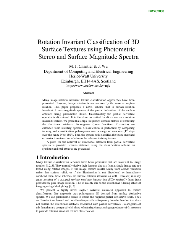 (PDF) Rotation invariant classification of 3d surface textures using photometric stereo and ...