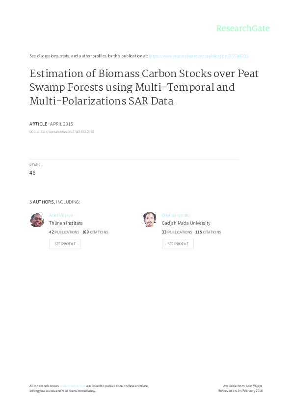 (PDF) Estimation of Biomass Carbon Stocks over Peat Swamp Forests using Multi-Temporal and Multi ...