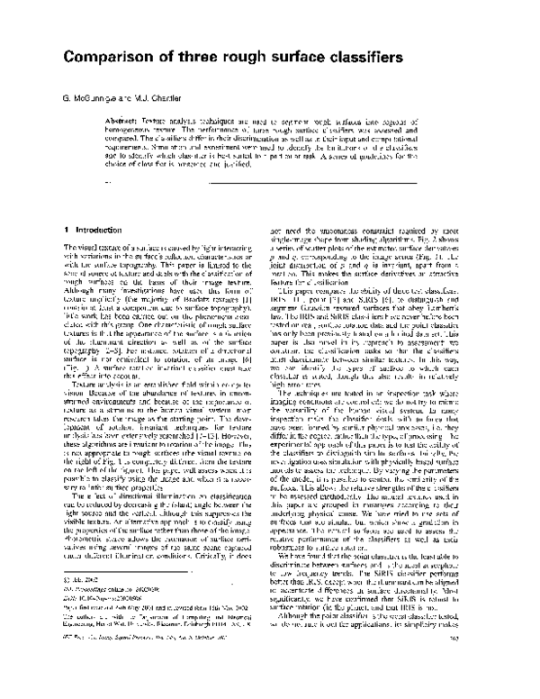 Pdf Comparison Of Three Rough Surface Classifiers