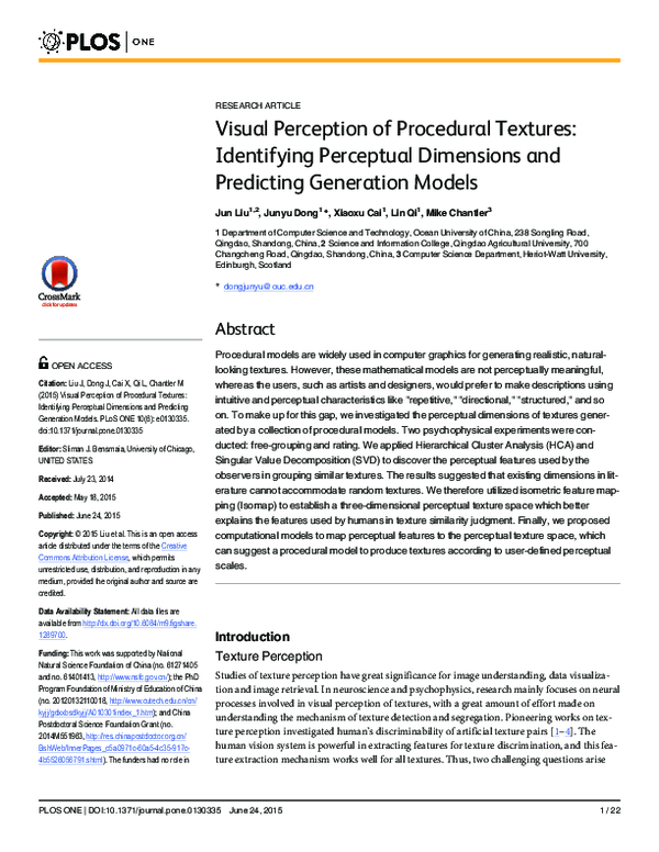 (PDF) Visual Perception of Procedural Textures: Identifying Perceptual ...