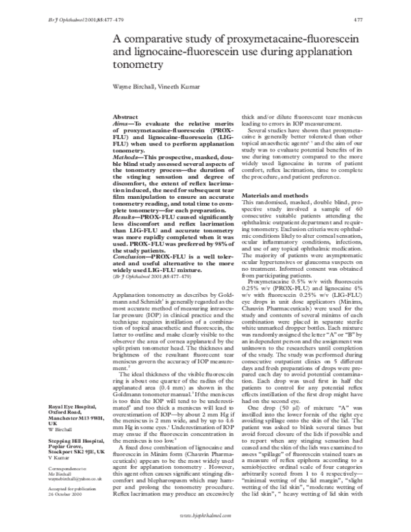 (PDF) A comparative study of proxymetacaine-fluorescein and lignocaine ...