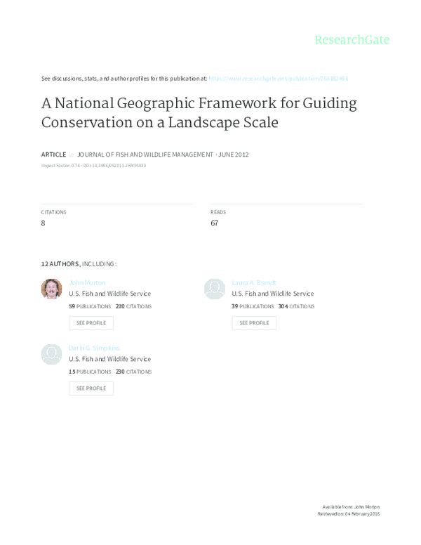 (PDF) A National Geographic Framework for Guiding Conservation on a ...
