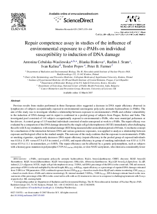 (PDF) Repair competence assay in studies of the influence of ...