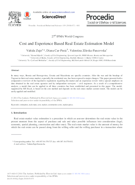 (PDF) Cost and Experience based Real Estate Estimation Model