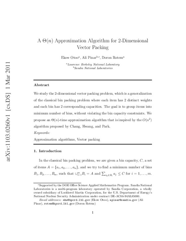 (PDF) Efficient Algorithm for 2D Vector Packing