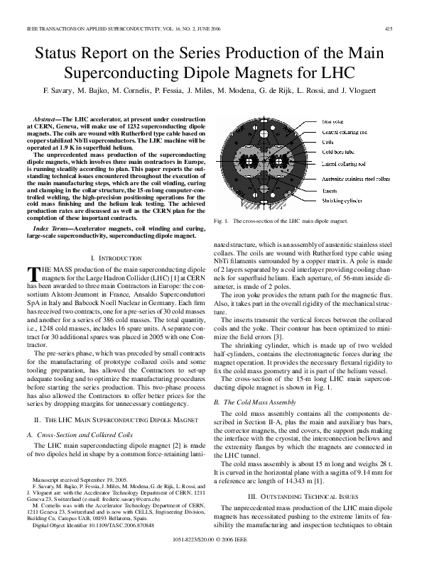 (PDF) Status Report on the Series Production of the Main ...