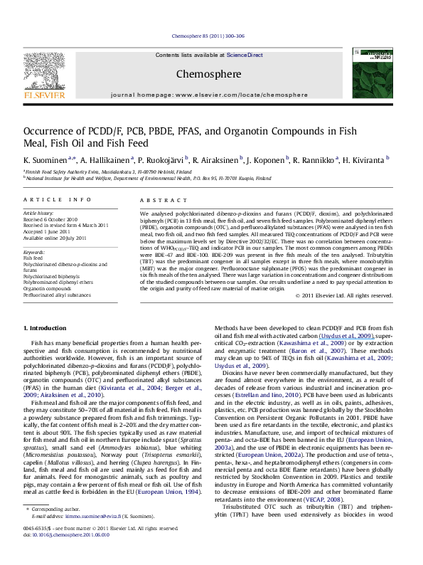 (PDF) Occurrence of PCDD/Fs, PCBs and PBDEs in fish meal, fish oil and fish feed in Northern Europe