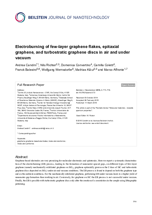 (PDF) Electroburning of few-layer graphene flakes, epitaxial graphene, and turbostratic graphene ...