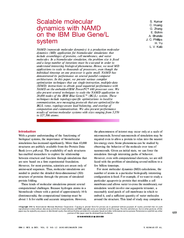 Pdf Scalable Molecular Dynamics With Namd On The Ibm Blue Gene L System