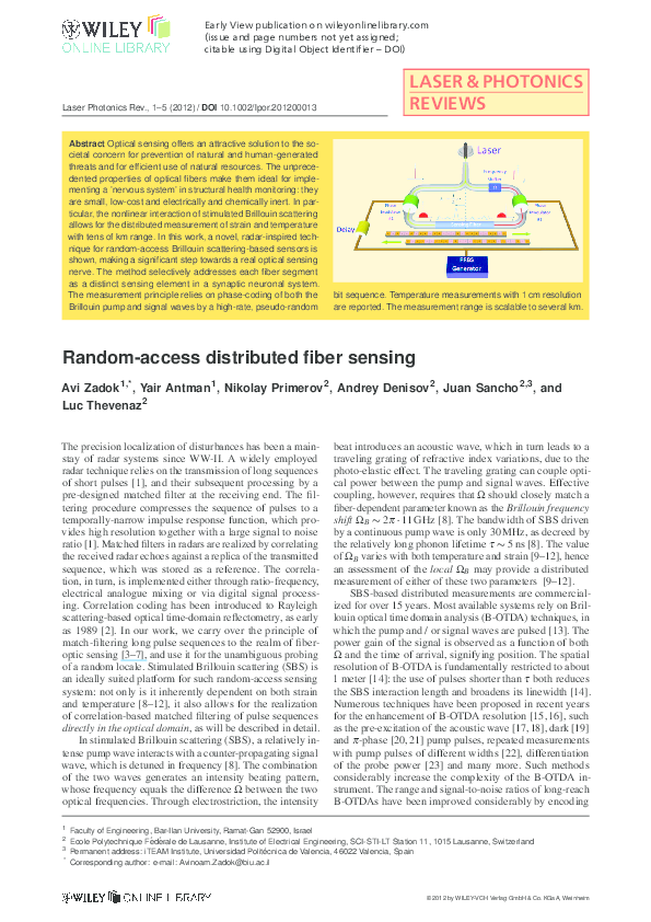 (PDF) Random-access distributed fiber sensing