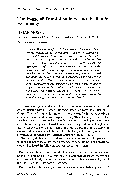 (PDF) The Image of Translation in Science Fiction & Astronomy and a ...