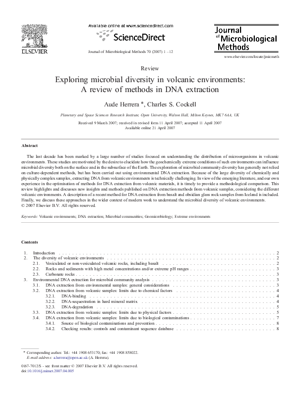 (PDF) Exploring microbial diversity in volcanic environments: A review ...