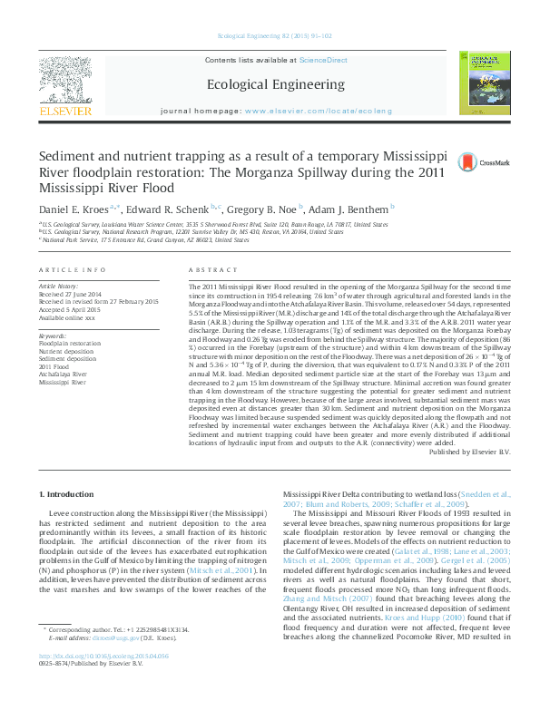 (PDF) Sediment and nutrient trapping as a result of a temporary ...