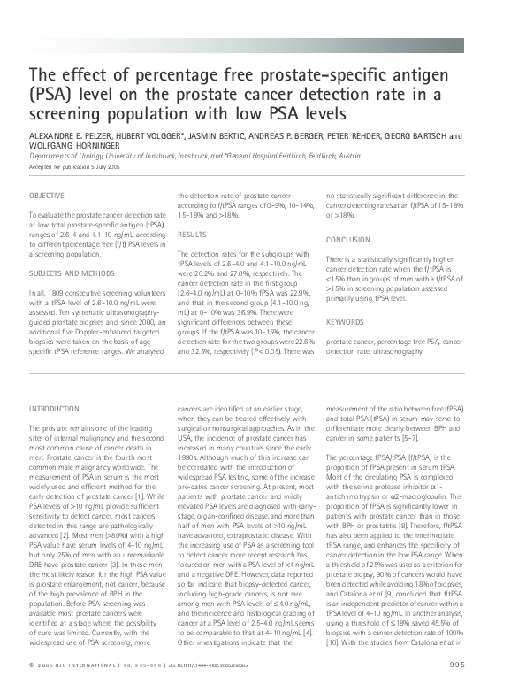 (PDF) Initial Psa Levels and Prostate Cancer Diagnosis with Up to 7 ...