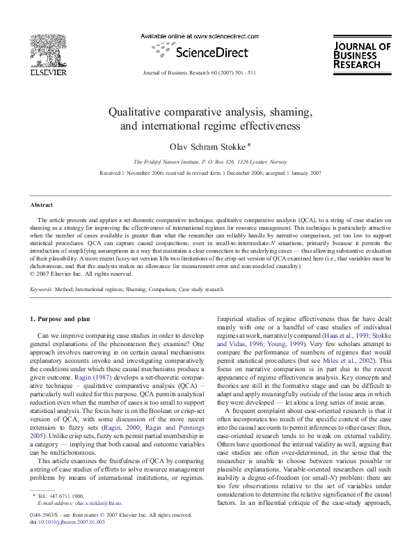 (PDF) Qualitative comparative analysis, shaming, and international ...