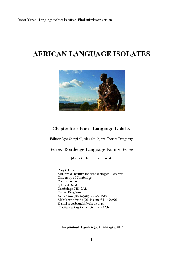 (PDF) African language isolates