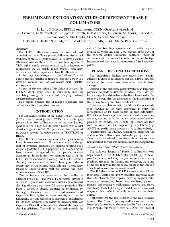 (PDF) Preliminary Exploratory Study of Different Phase II Collimators