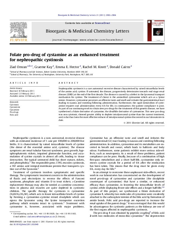 (PDF) Folate pro-drug of cystamine as an enhanced treatment for ...