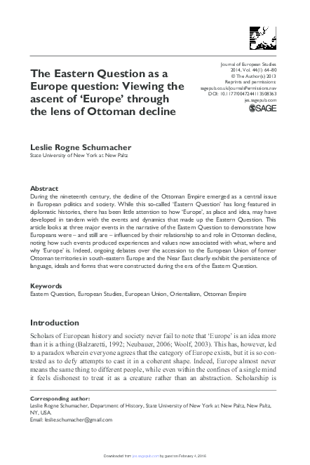 (PDF) The Eastern Question as a Europe question: Viewing the ascent of ...