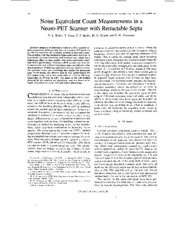 (PDF) Noise equivalent count measurements in a neuro-PET scanner with ...